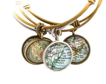 Rose Gold Map Bracelet, Custom Cities, City Bracelet, Personalized ...