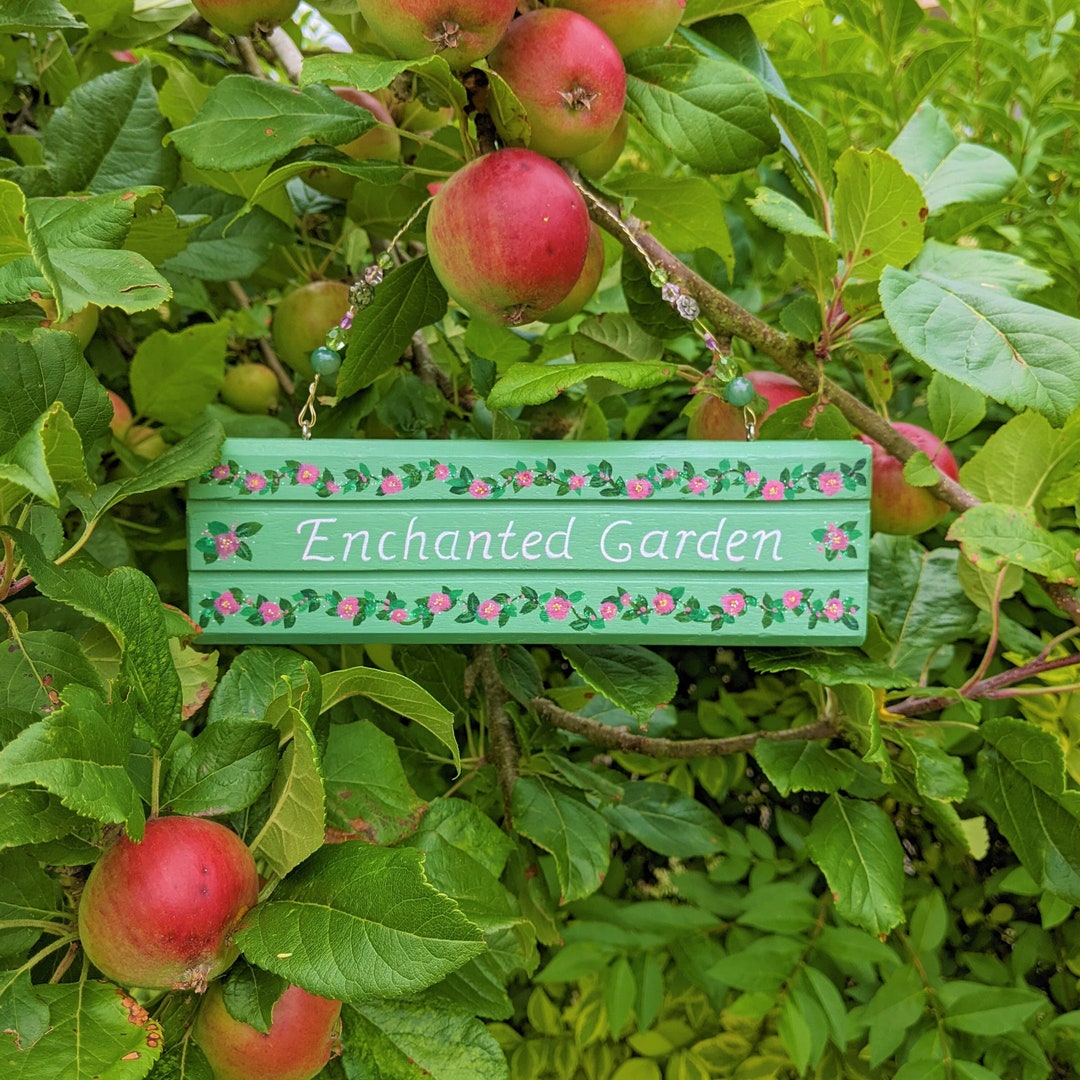 Rustic Hand Painted Wooden Garden Sign for Enchanted Garden - Etsy