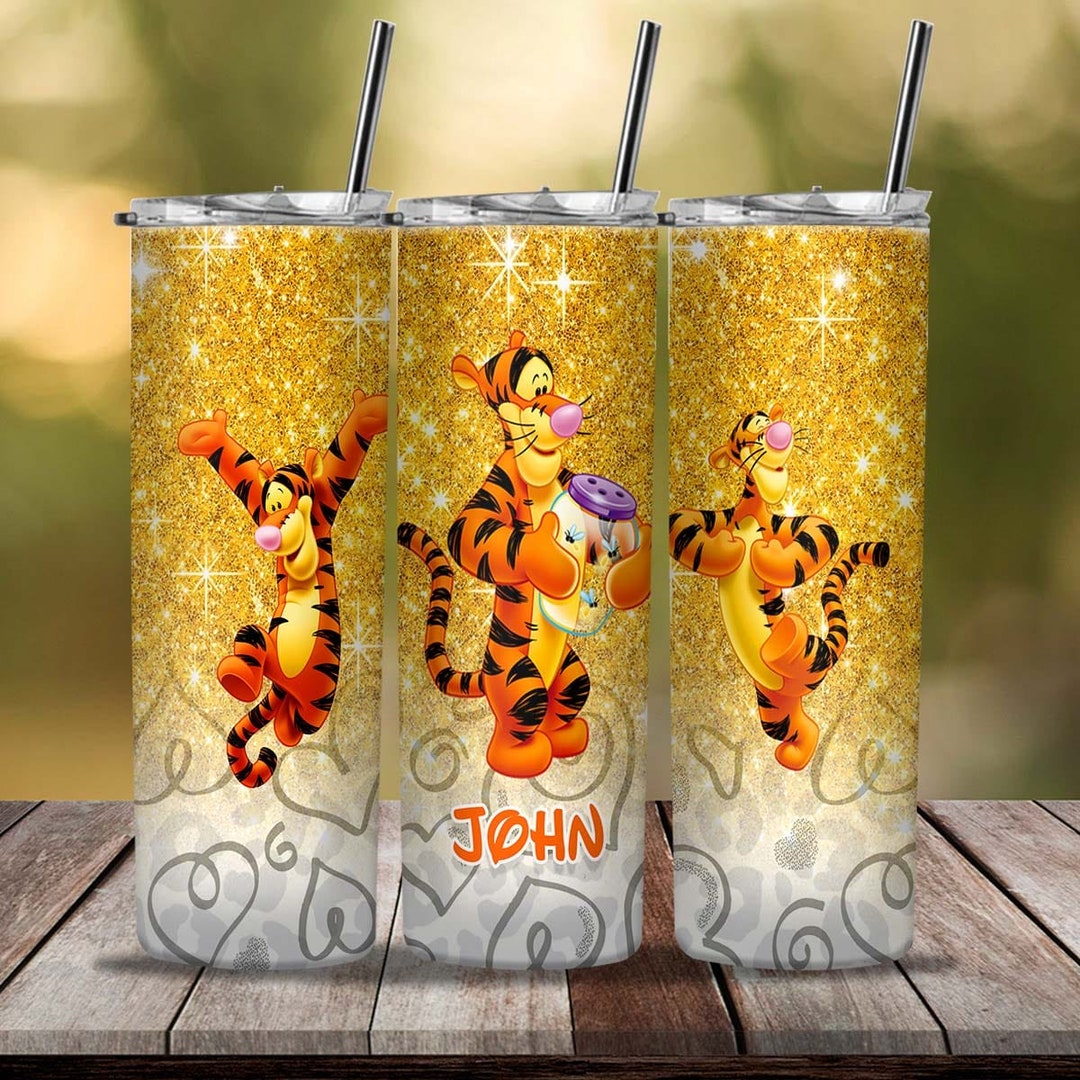 Custom Name Tigger 3D 20oz Skinny Tumbler, Cartoon Tumbler, Movie ...