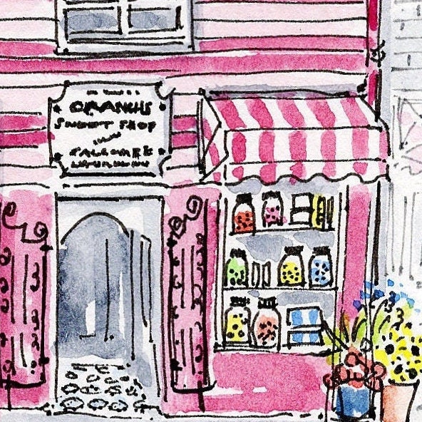 Salcombe Cranchs Sweet Shop, Art Print 15 X 21 Cm From an Original ...
