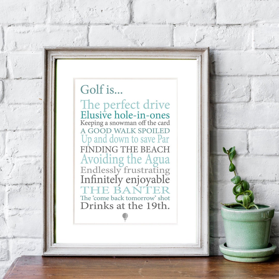 Golf Humour Words Phrases, Wall Art, Letterpress Print, Gift for ...