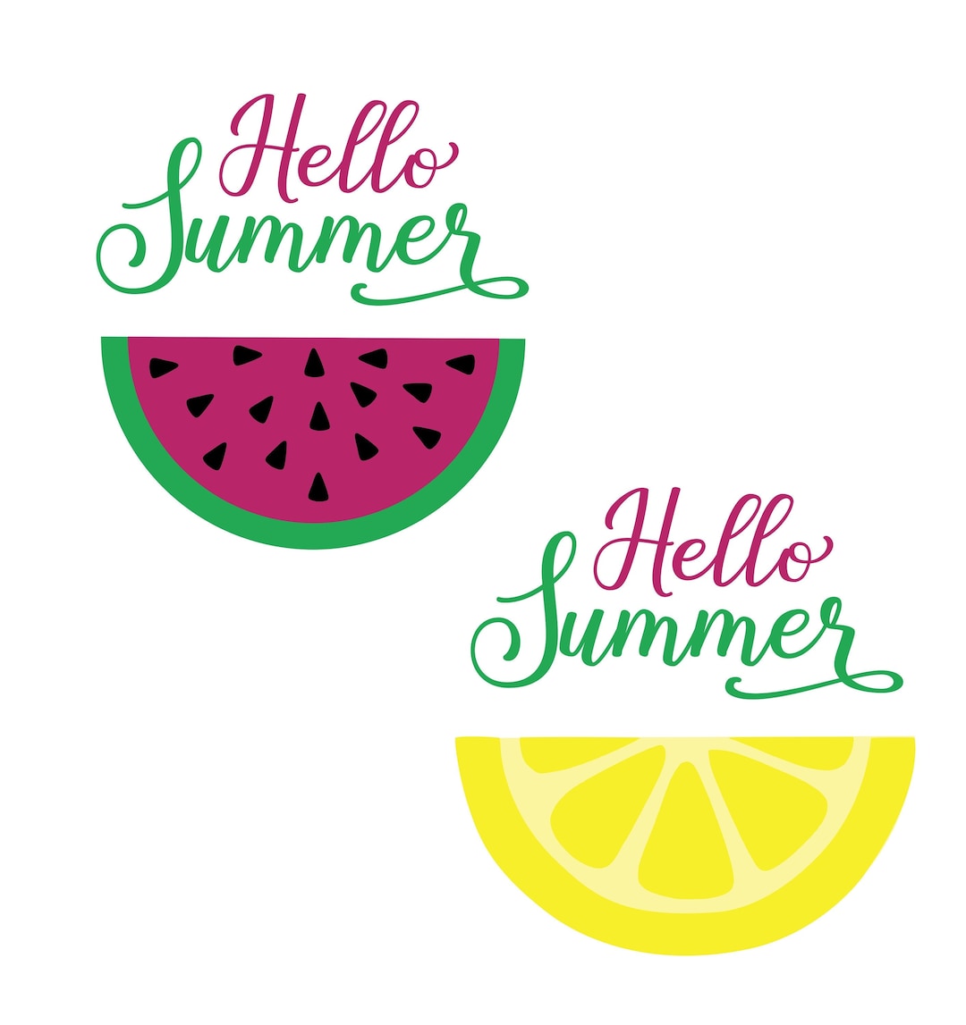 Hello Summer, Lemon Slice, Watermelon Slice, Two Designs , Instant ...