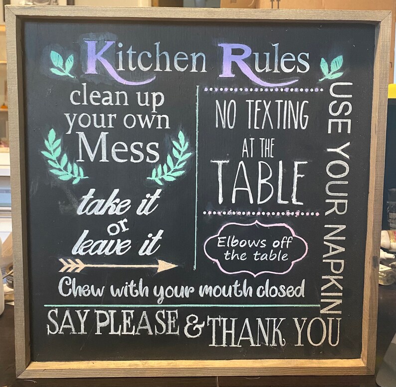 DIY Kitchen Rules Sign Kitchen Rules Digital Png Jpg Pdf - Etsy