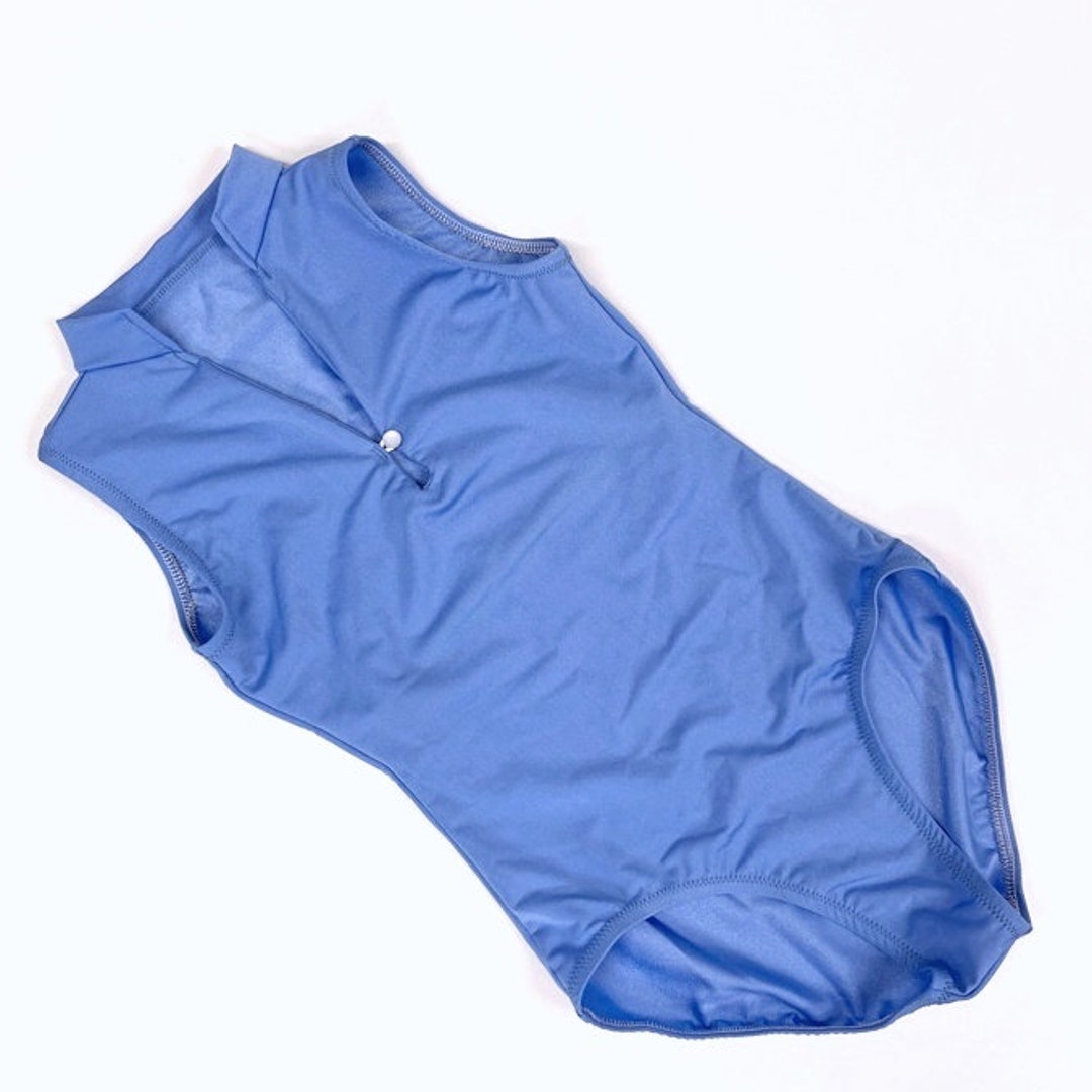 Evora Leotard Periwinkle shiny Spandex With Button Keyhole Neckline ...