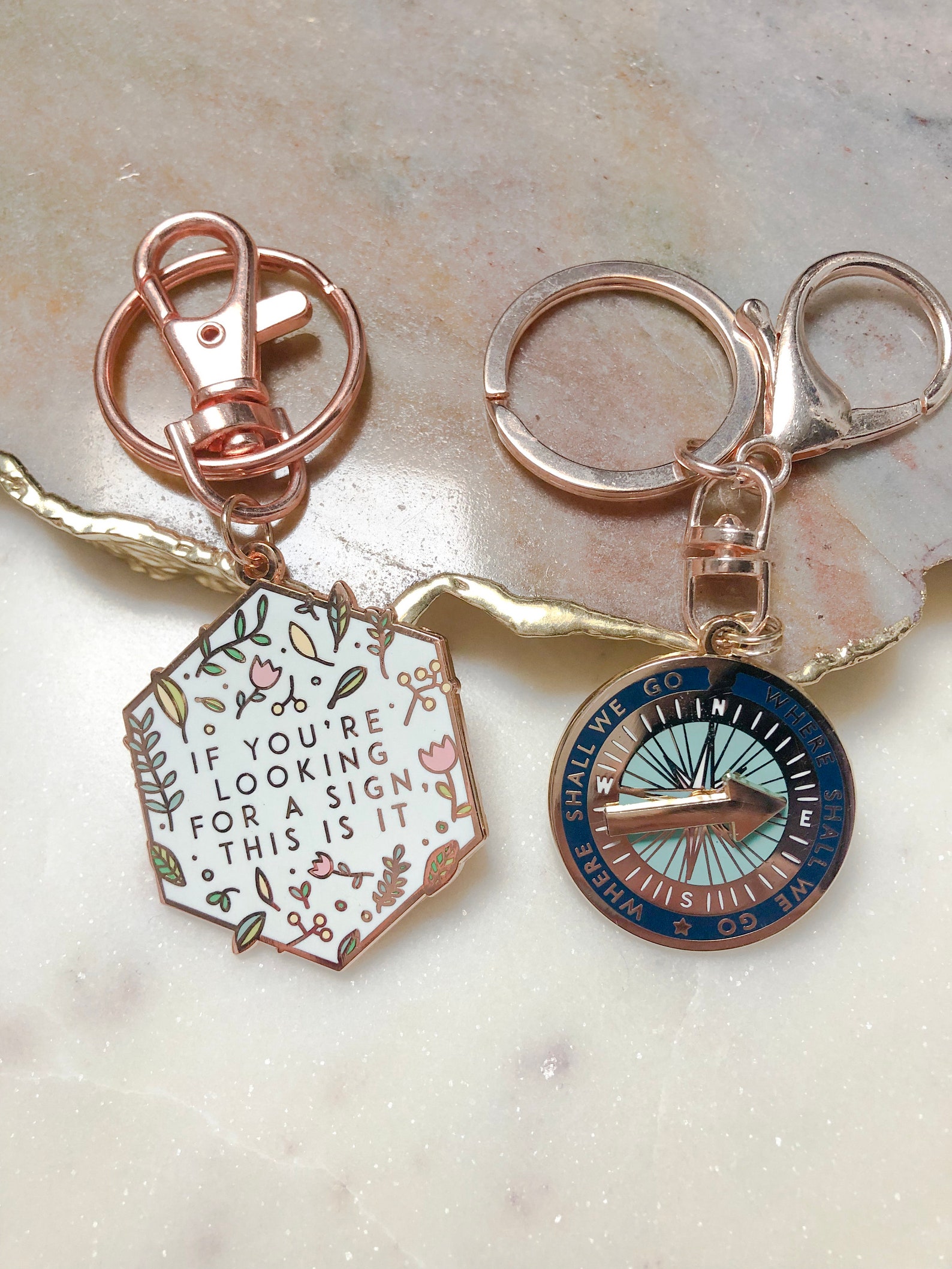 Spinning Compass Enamel Key Ring | Etsy UK