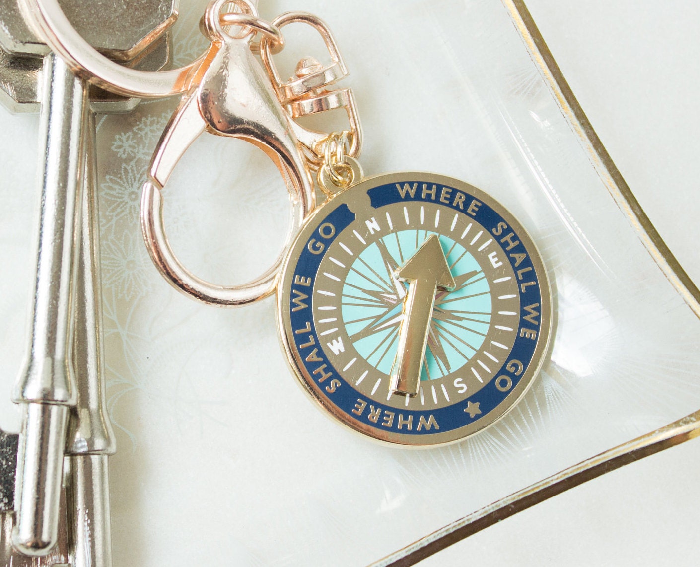 Spinning Compass Enamel Key Ring | Etsy UK