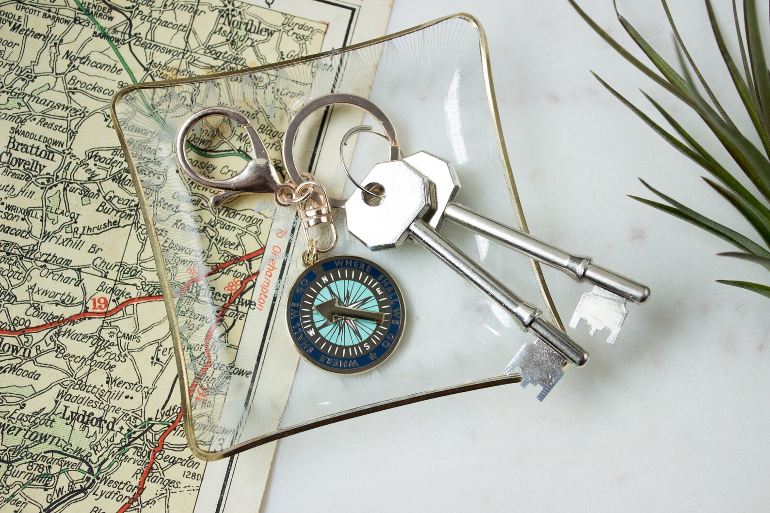 Spinning Compass Enamel Key Ring | Etsy UK