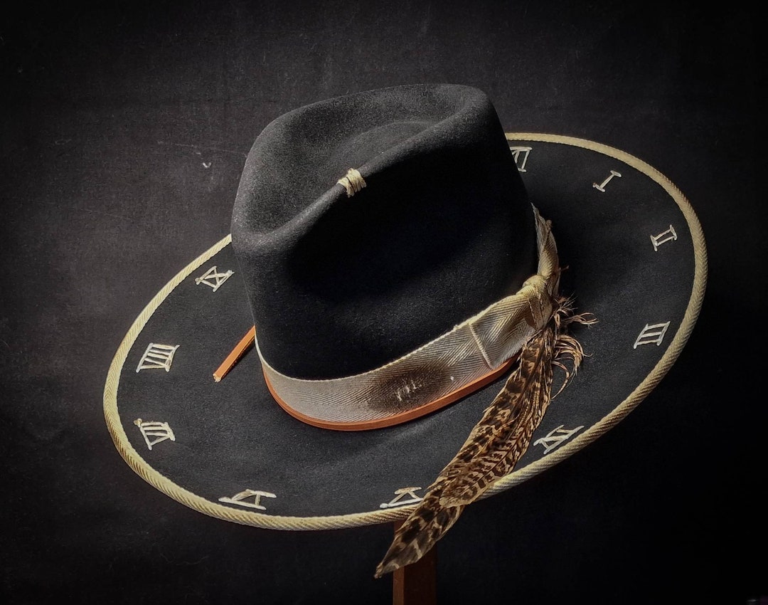 Distressed Black Fur Felt Fedora |custom Fedora Hat Made to Measure - Etsy