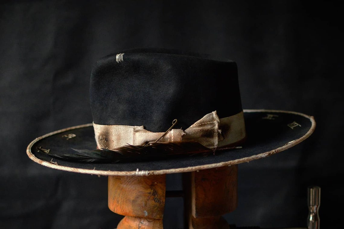 Distressed Black Fur Felt Fedora custom Fedora Hat Made to - Etsy