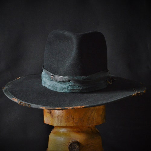 Extra Wide Brim Distressed Fur Felt Fedora Hat. the - Etsy