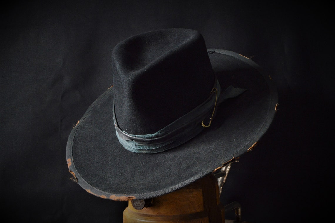Extra Wide Brim Distressed Fur Felt Fedora Hat. the - Etsy
