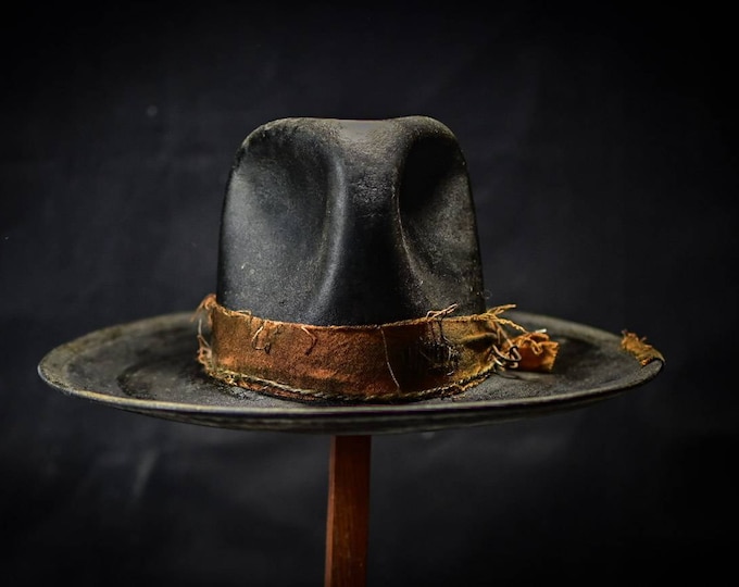 Custom Distressed Fedora Hat wide Brimmed Fedora Hat - Etsy Custom Distressed Fedora Hat wide Brimmed Fedora Hat - Etsy