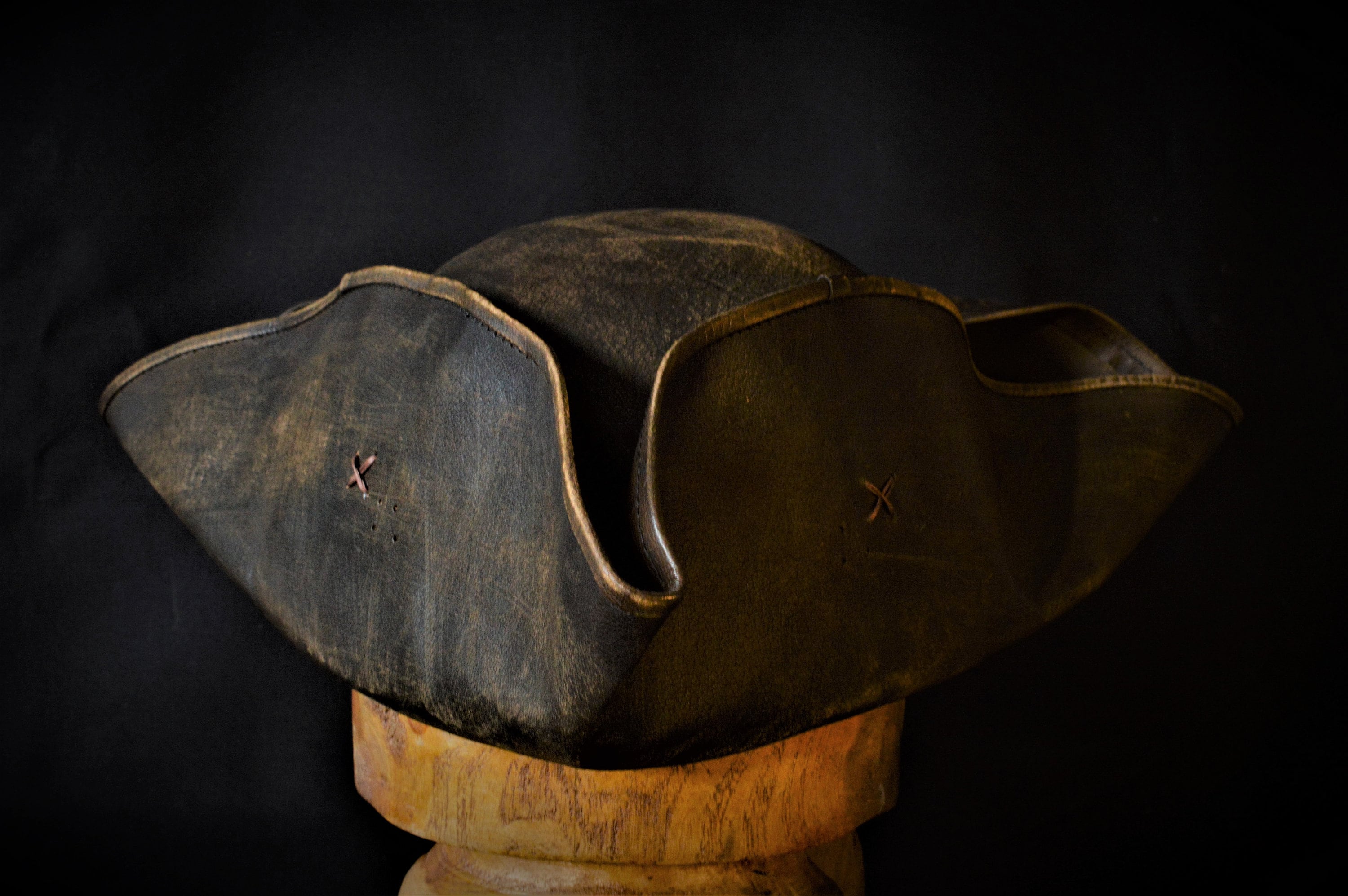 Leather captain jack tricorn hat. | Etsy