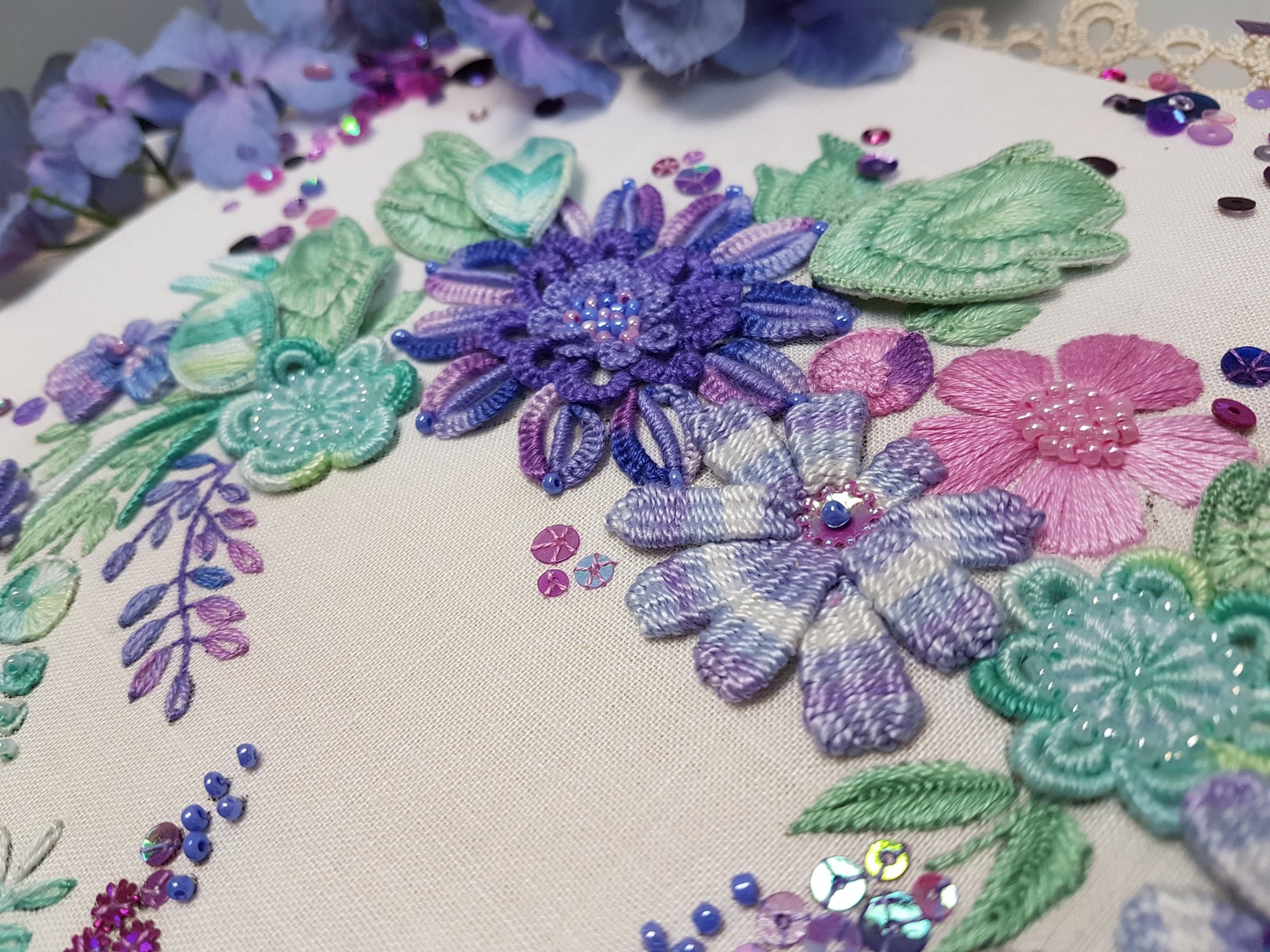 Flower Festival mauves Stumpwork PDF Tutorial Pack - Etsy