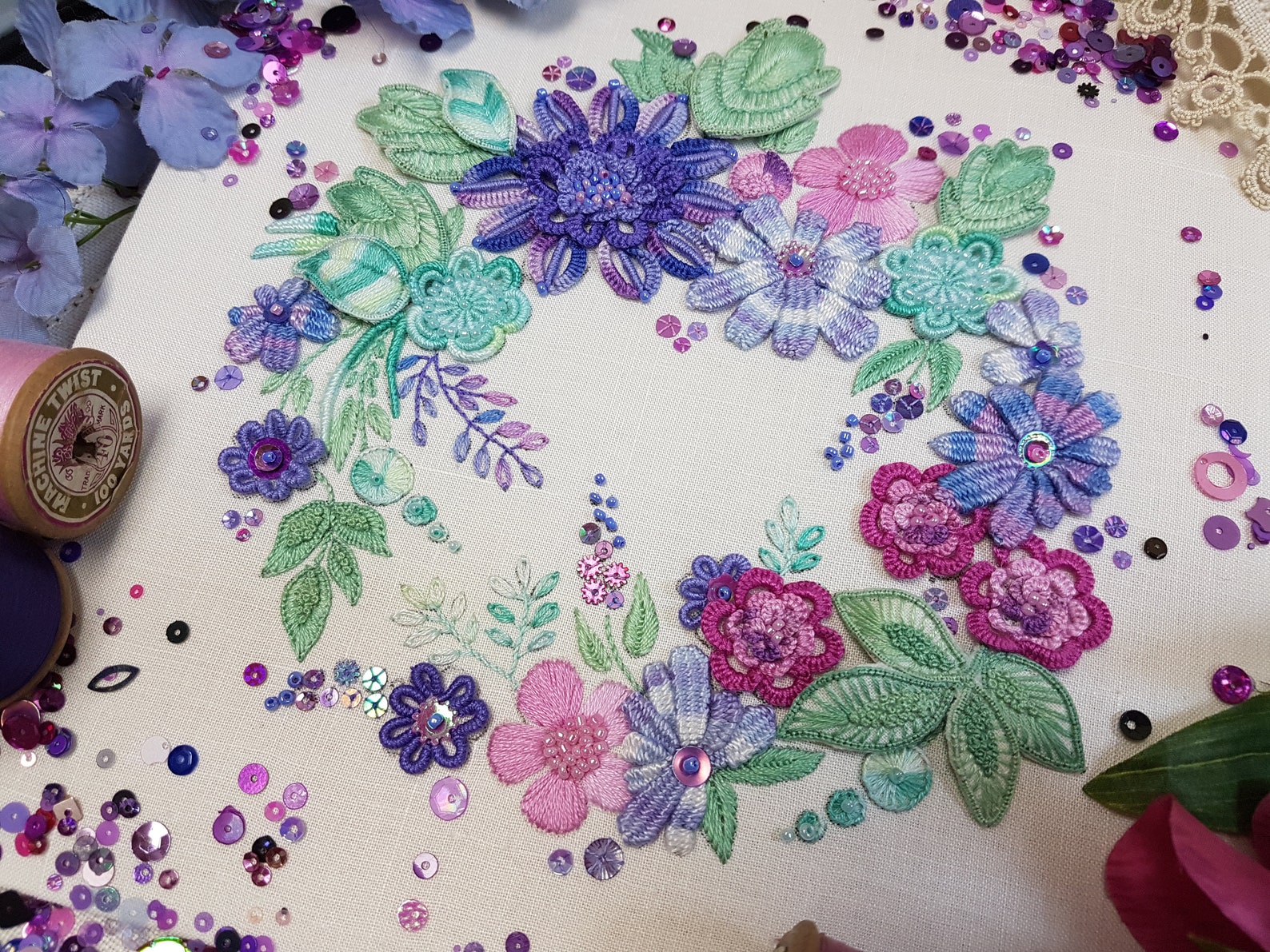 Flower Festival mauves Stumpwork PDF Tutorial Pack - Etsy