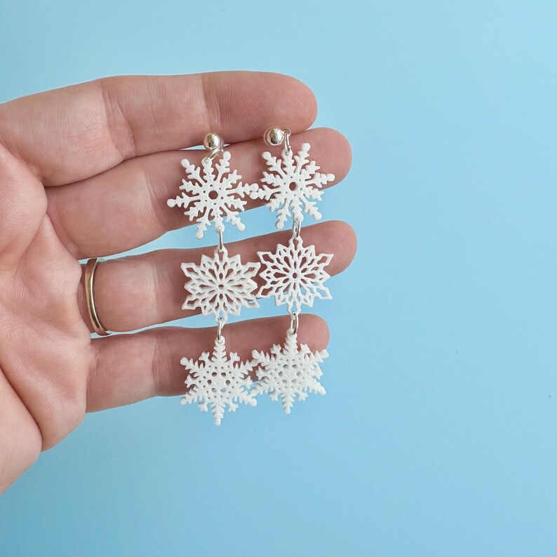 Snowflake Dangle Earrings – Winter Christmas Jewelry - Etsy