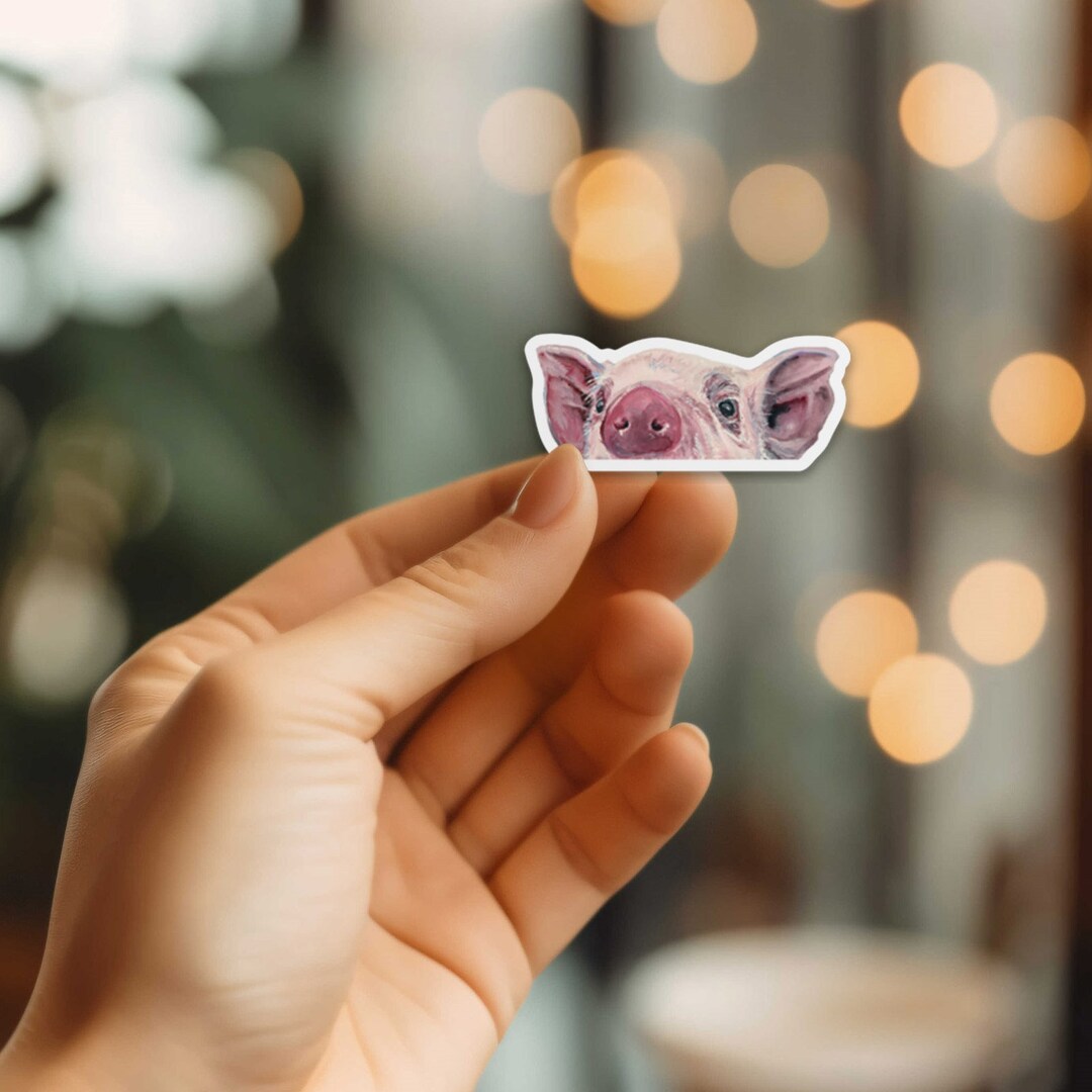 Mini Peeking Pig Sticker - Die Cut Vinyl, Weather Proof, Water ...