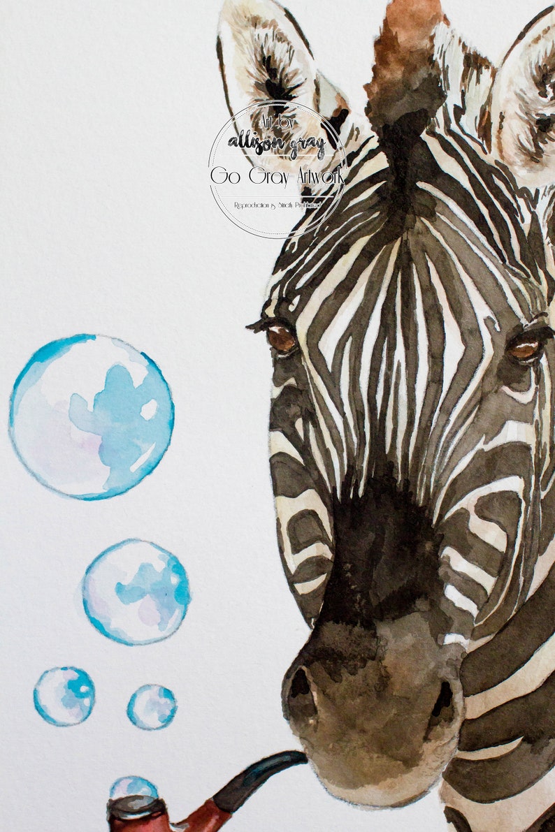 Refined Zebra Original 8x10 Painting - Colored India Ink Art of Fun ...