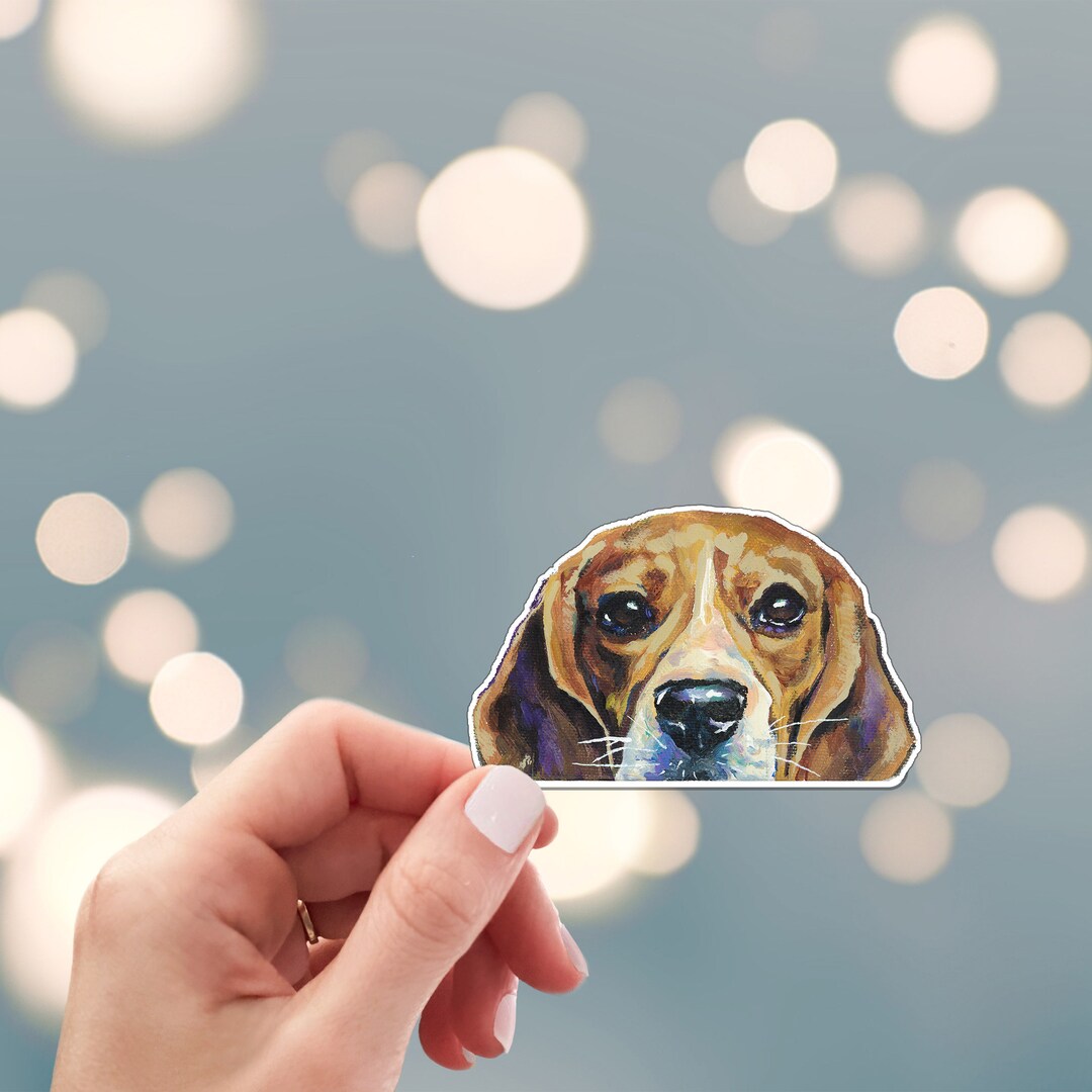 Peeking Beagle Sticker - Die Cut Vinyl, Weather Proof, Water Resistant ...