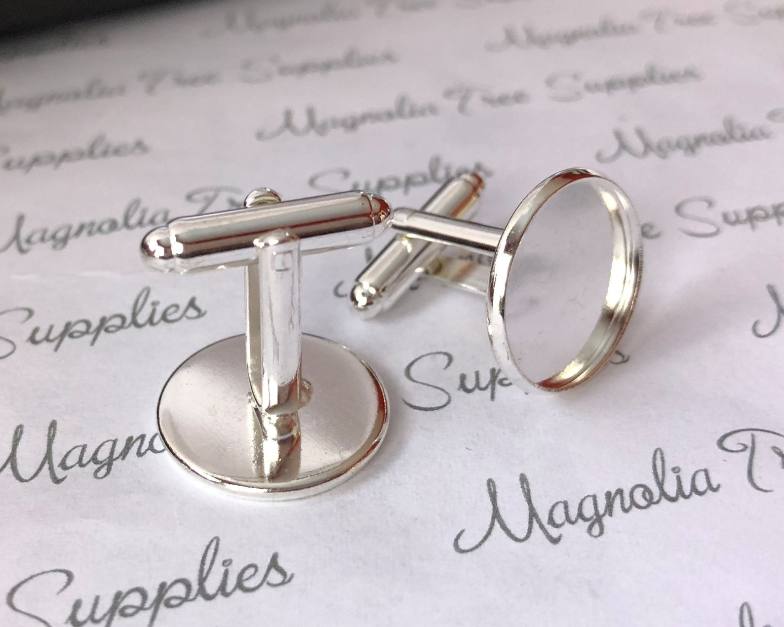 16mm Silver Cufflink Kit DIY Cuff Links Silver Bezel | Etsy