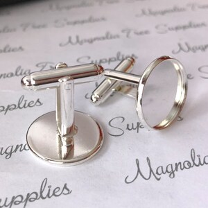 16mm Silver Cufflink Kit, DIY Cuff Links, Silver Bezel Settings ...