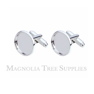 16mm Silver Cufflink Kit, DIY Cuff Links, Silver Bezel Settings ...