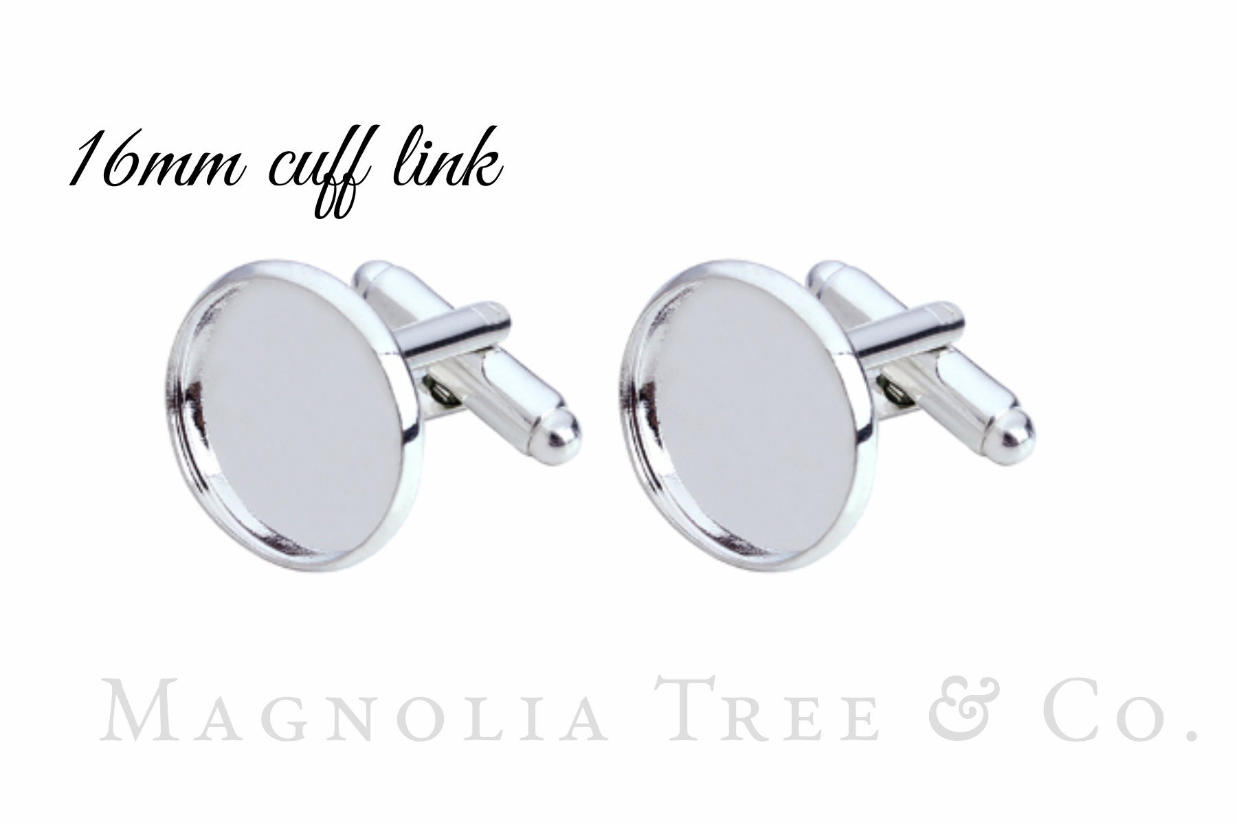 16mm Silver Cufflink Kit DIY cuff links Silver Bezel | Etsy