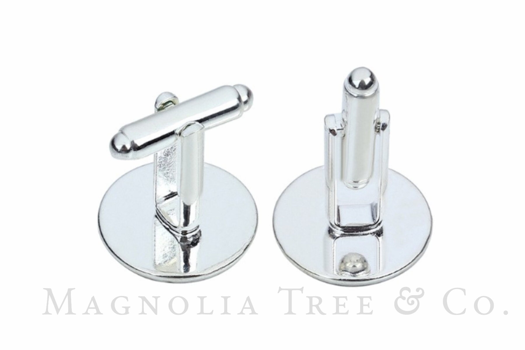 16mm Silver Cufflink Kit DIY cuff links Silver Bezel | Etsy