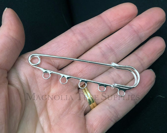 5 Loop Pin, Large Silver Kilt Pin With Loops, 2.75 Inch, Five Hole Pin ...