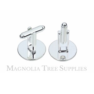 16mm Silver Cufflink Kit, DIY Cuff Links, Silver Bezel Settings ...