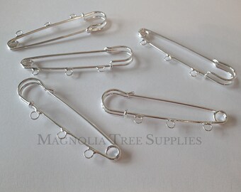 5 Loop Pin, Large Silver Kilt Pin With Loops, 2.75 Inch, Five Hole Pin, Large Safety Pins ...