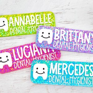 Dental Hygienist Name Tag 3D Tooth Charm, Personalized Engraved Acrylic ...
