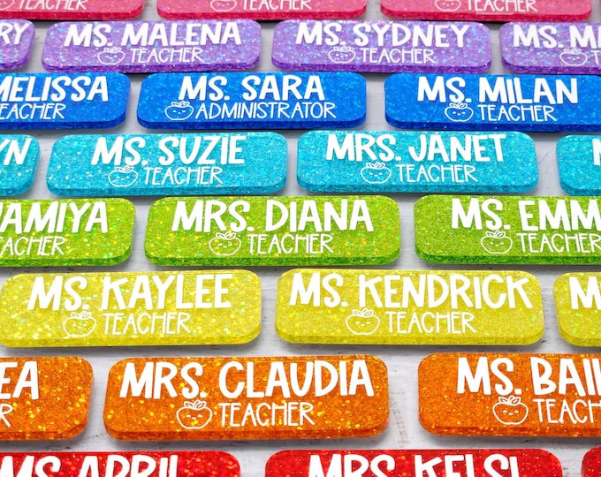 Personalized Engraved Acrylic Name Tag, Magnetic Name Badge, Substitute ...