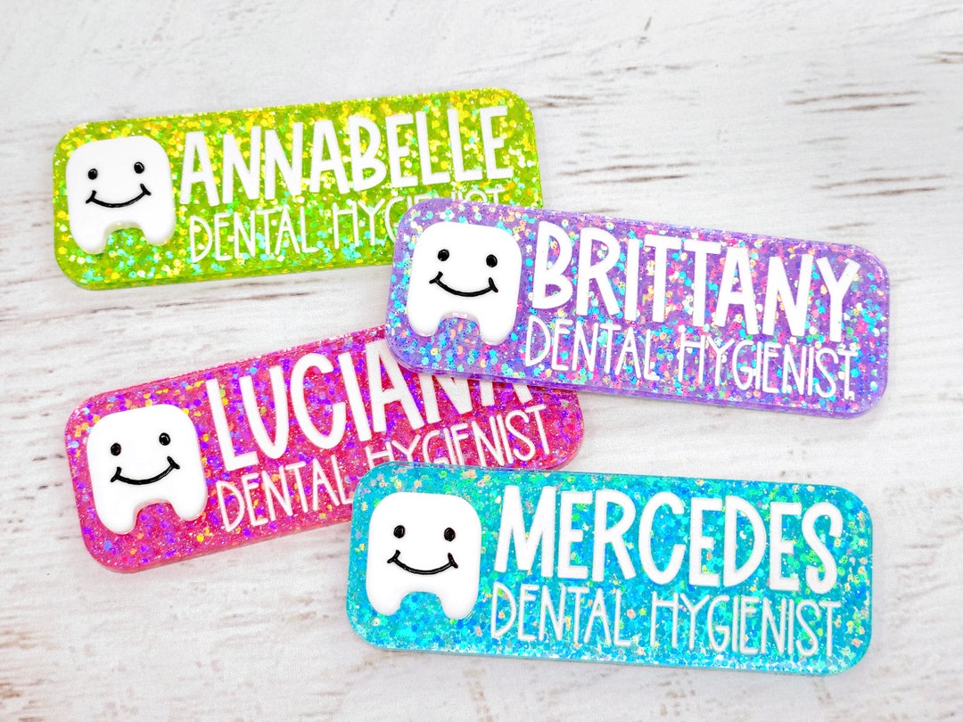 Dental Hygienist Name Tag 3D Tooth Charm, Personalized Engraved Acrylic ...