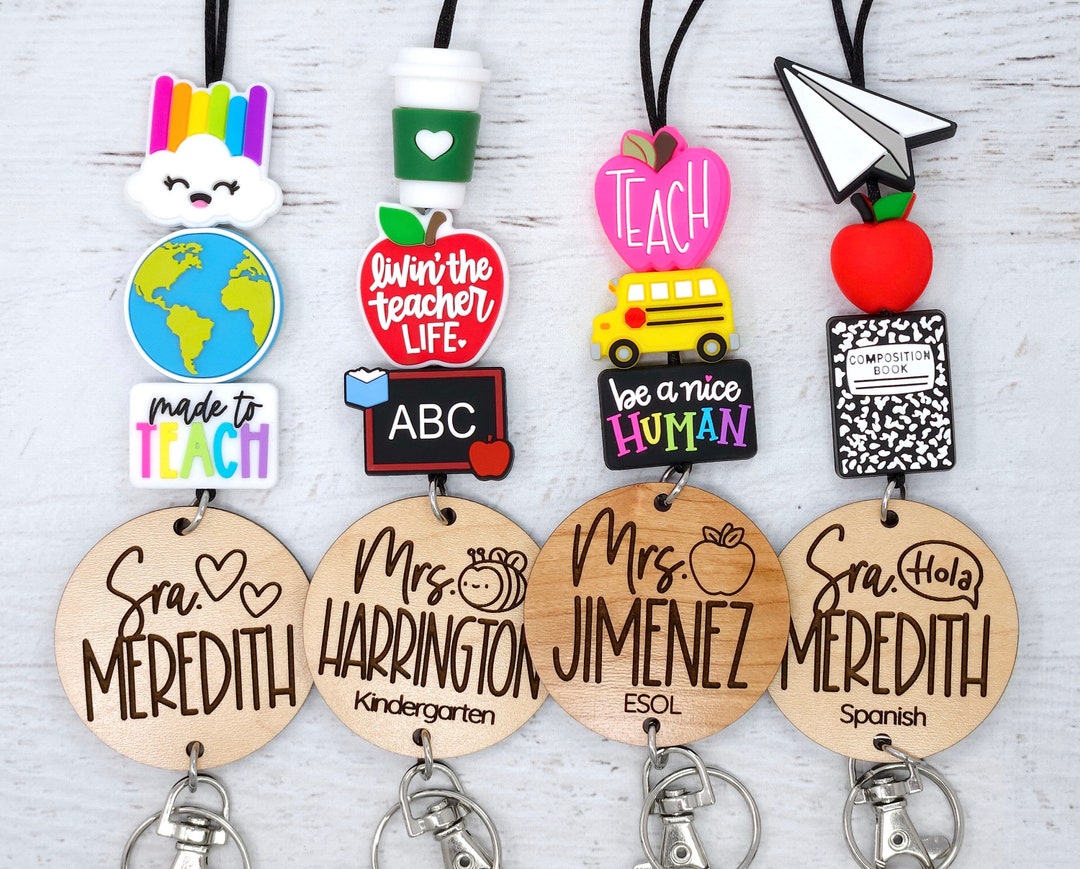 Personalized Teacher Lanyard, 3 Focal Lanyard, Engraved Teacher Lanyard ...