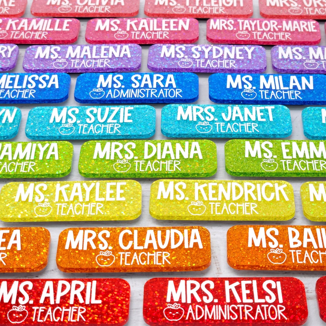 Personalized Engraved Acrylic Name Tag, Magnetic Name Badge, Substitute ...