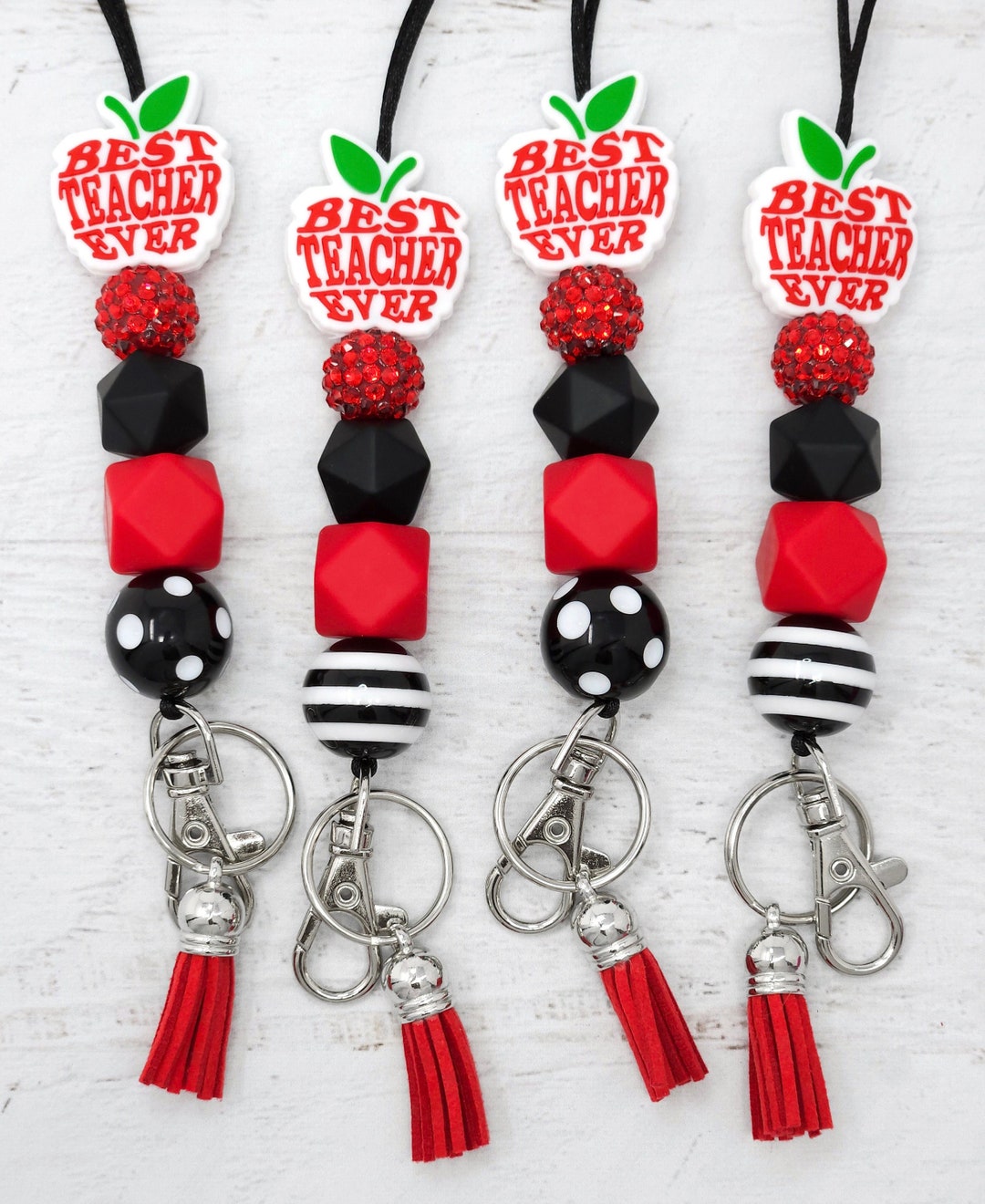 Best Teacher Ever Lanyard Silicone Beaded Lanyard Teacher - Etsy