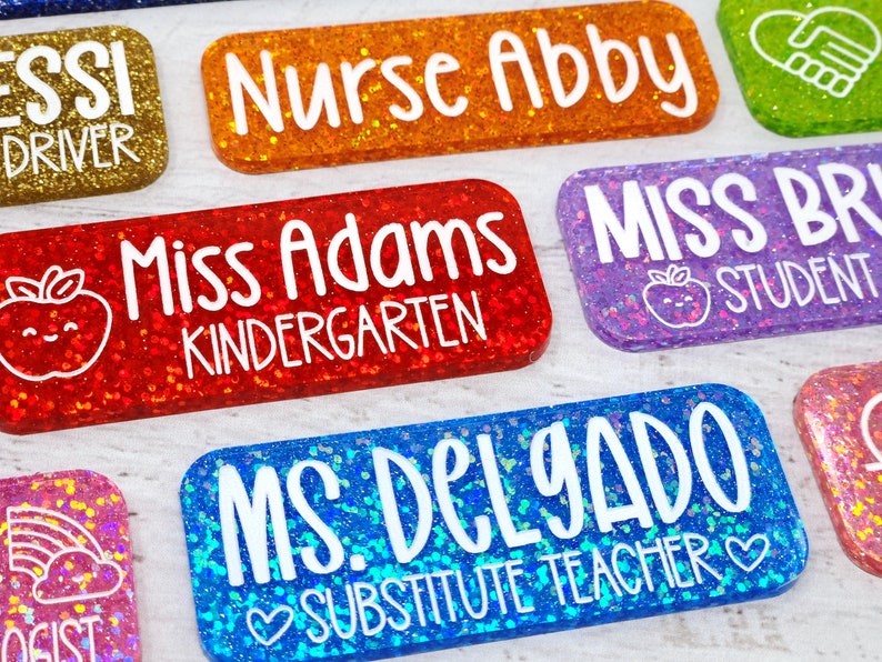 Personalized Engraved Acrylic Name Tag, Magnetic Name Badge, Substitute ...