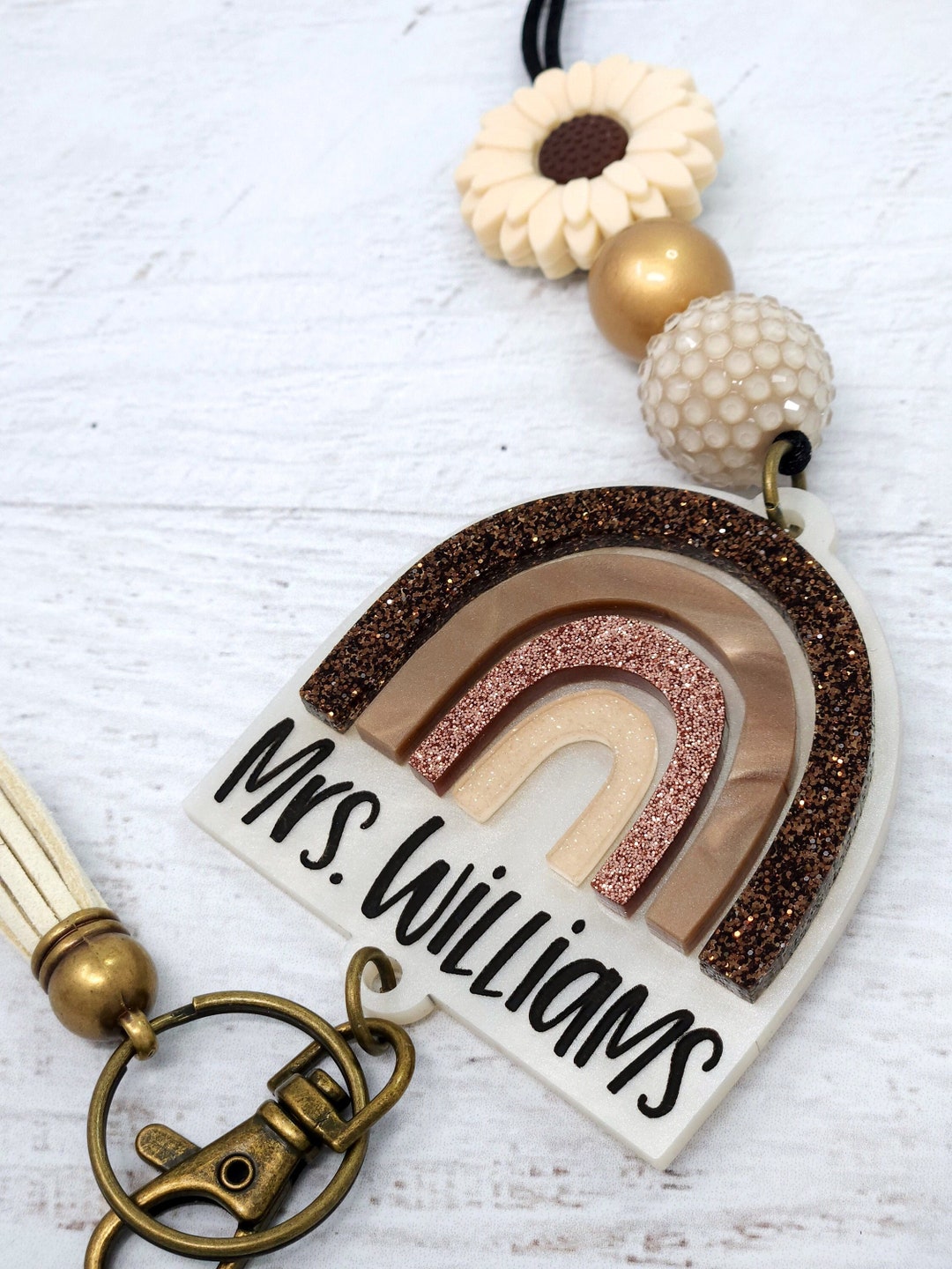 Personalized Earthtone Teacher Lanyard, Engraved Teacher Lanyard, Badge ...