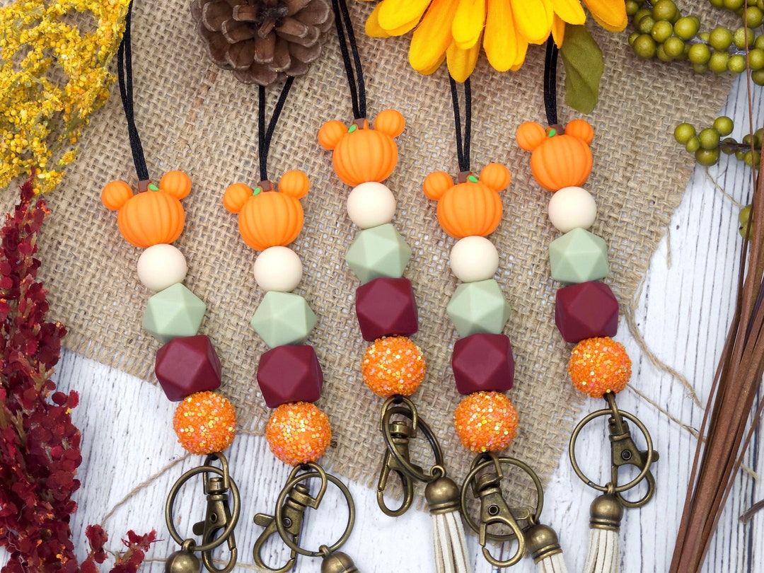 Autumn Teacher Lanyard, Fall Lanyard, Earthy Colors, Silicone Beaded ...