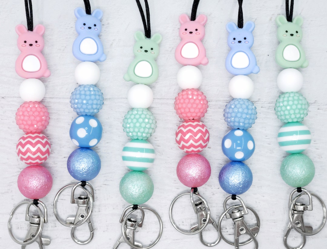 Easter Lanyards, Spring Lanyard, Bunny Lanyard, Beaded Lanyard, Teacher ...