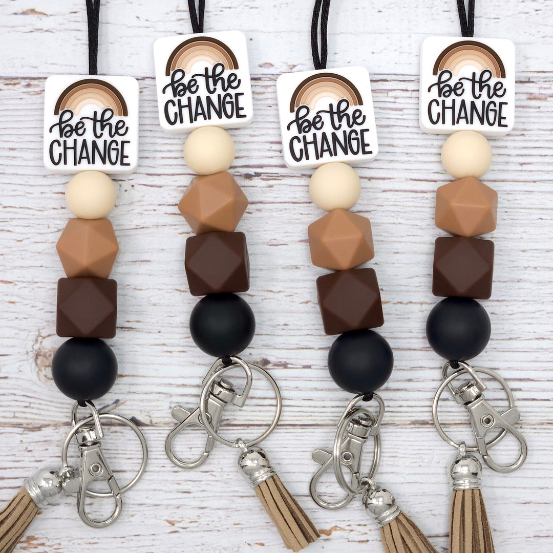 Be the Change, Equality Anti-racism Silicone Beaded Lanyard, Teacher ...