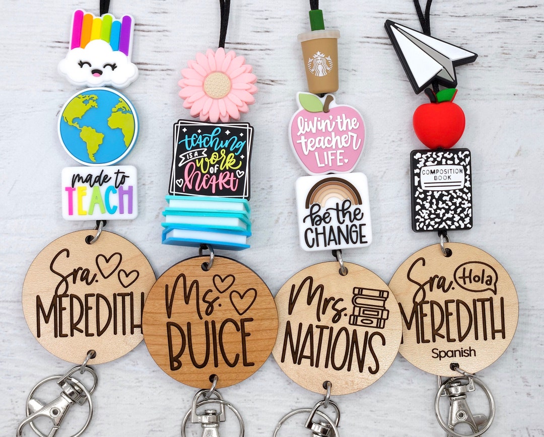 Personalized Teacher Lanyard, 3 Focal Lanyard, Engraved Teacher Lanyard ...