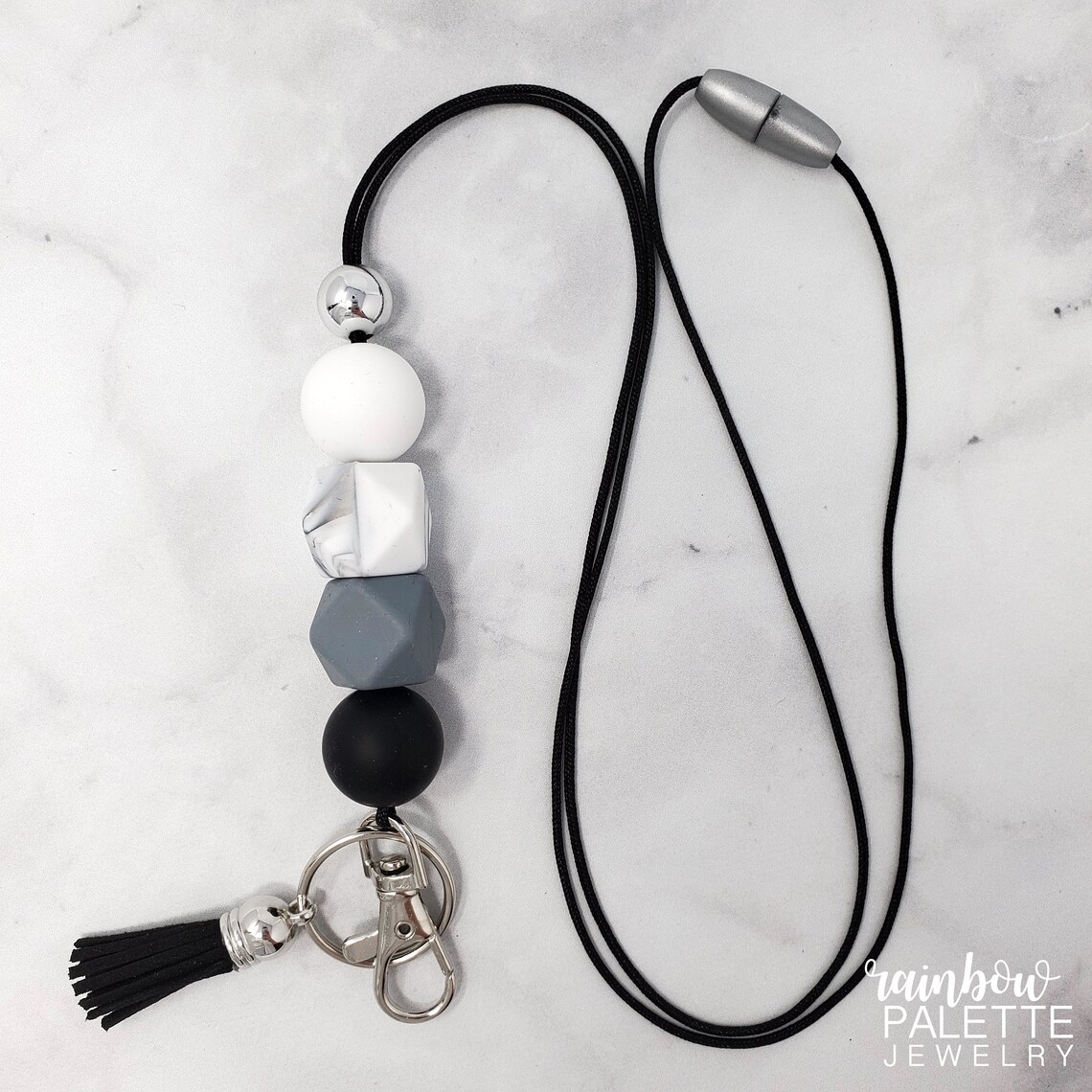 Neutral Grays Round and Hexagonal Teacher Lanyard Silicone - Etsy