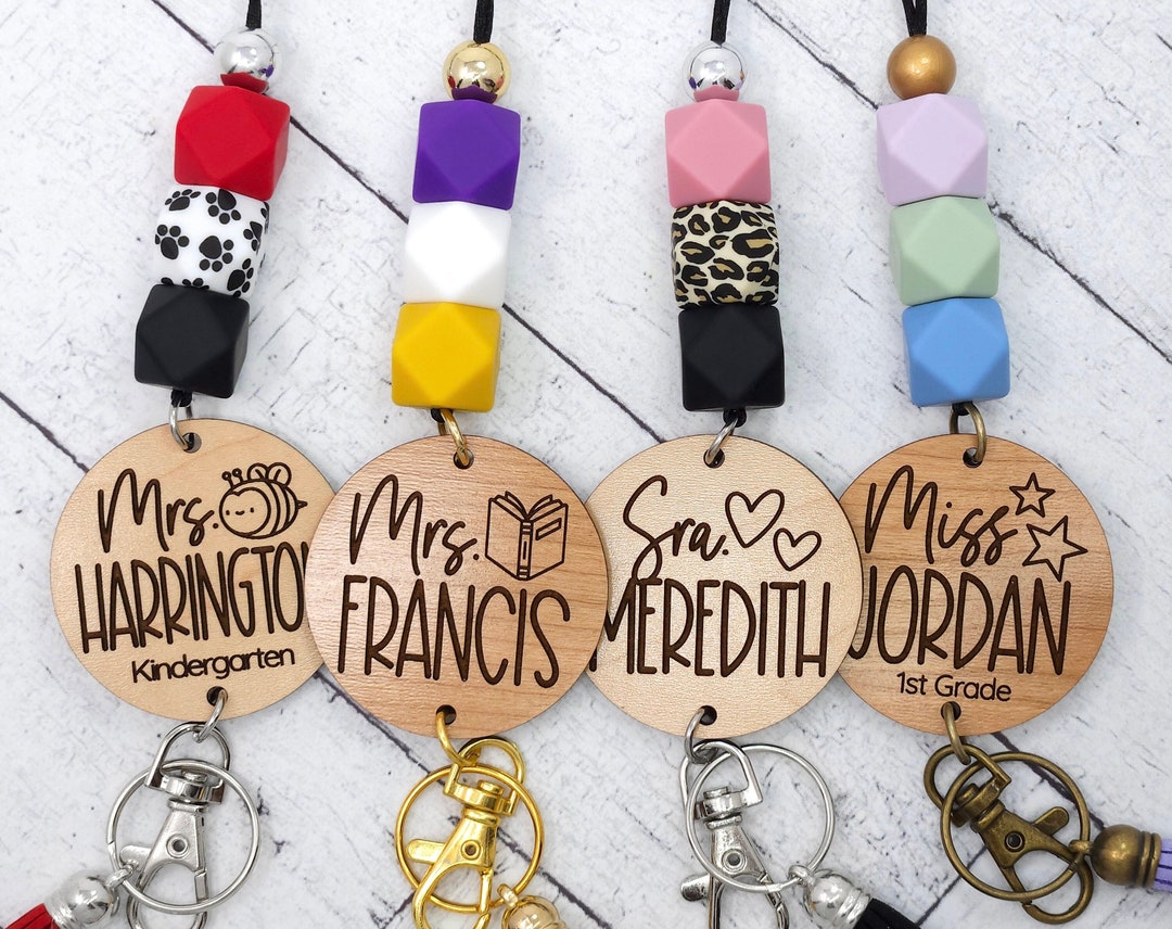 Personalized Teacher Lanyard, Engraved Teacher Lanyard, Badge Holder ...