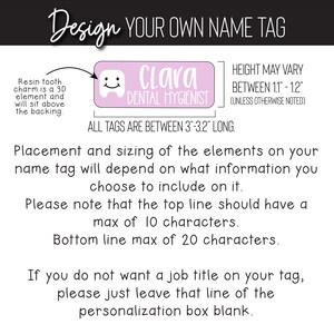 Dental Hygienist Name Tag 3D Tooth Charm, Personalized Engraved Acrylic ...