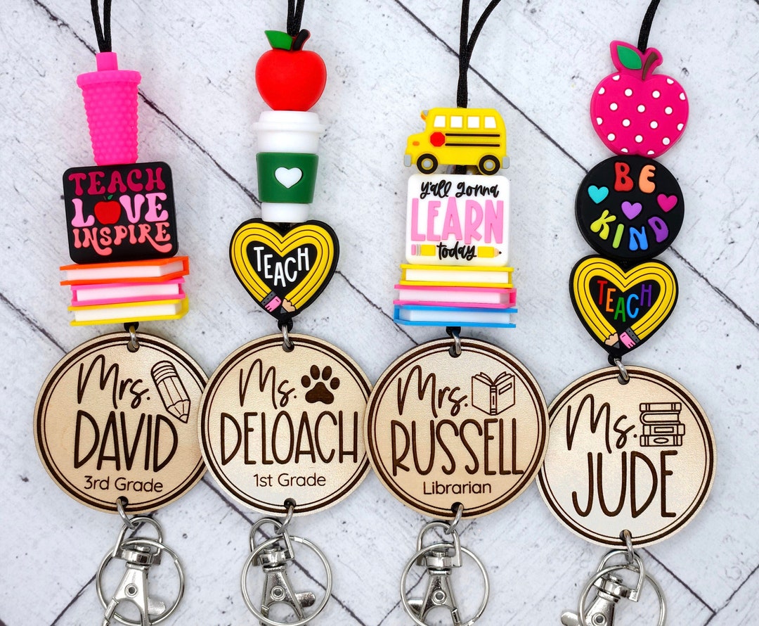 Personalized Teacher Lanyard, 3 Focal Lanyard, Engraved Teacher Lanyard ...