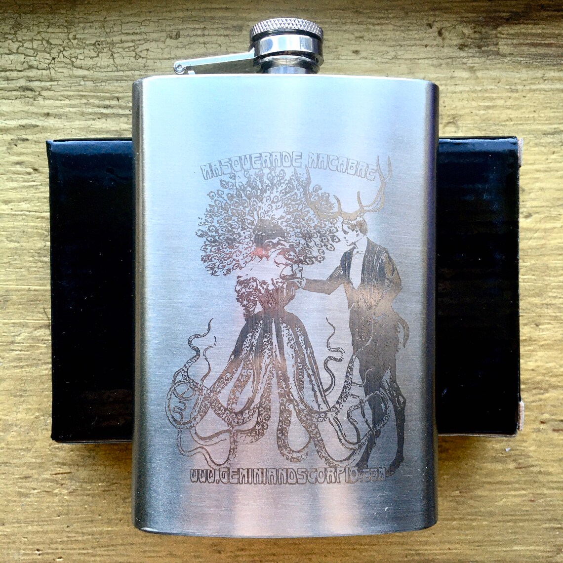 Engraved / Etched 8oz Flask With Steampunk Halloween Victorian Monster ...