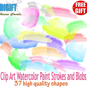 Digital Watercolor Clipart Paint Strokes Blobs Shapes Scrapbooking Clip ...