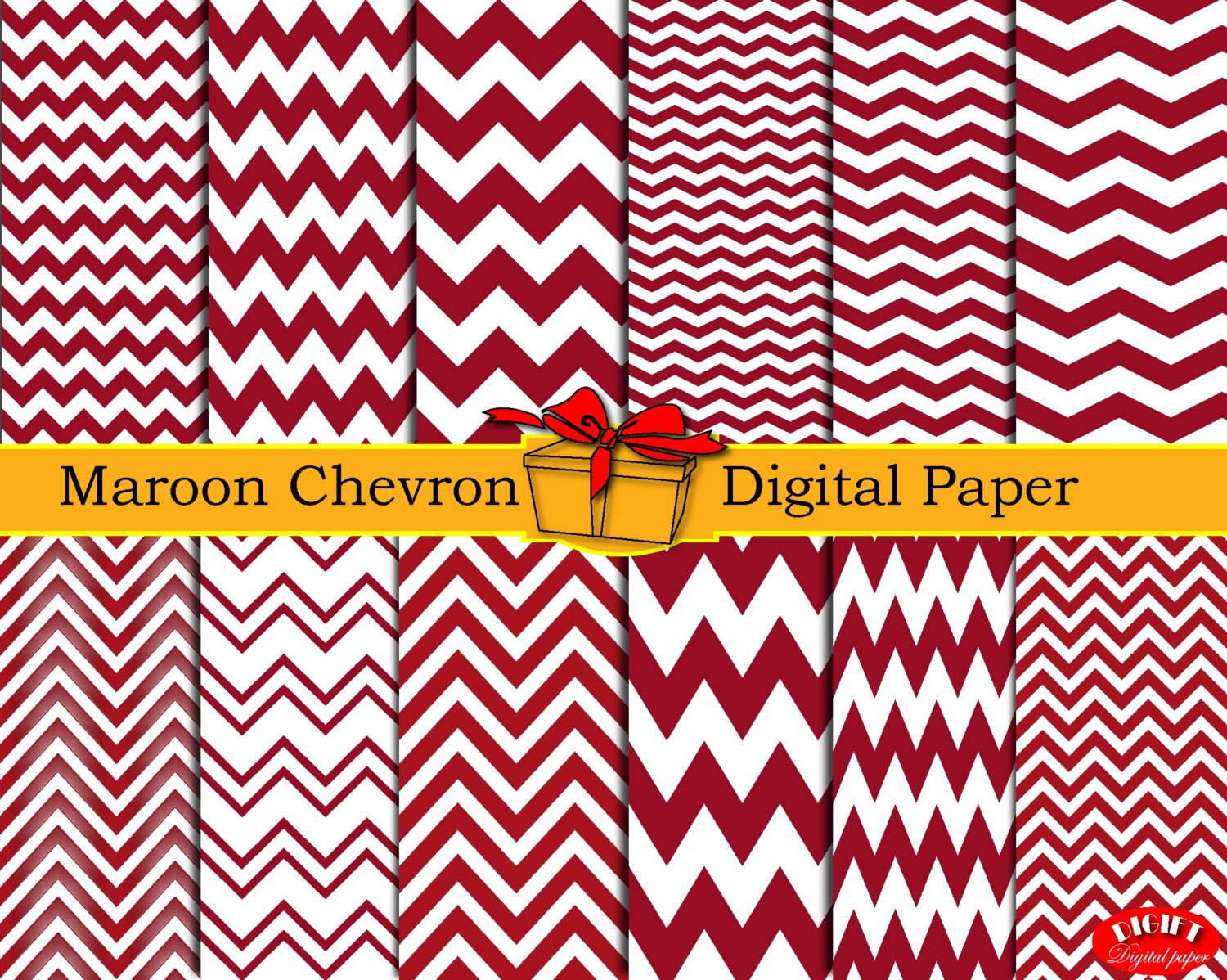 Maroon Chevron Digital Paper Dark Red Maroon and White Chevron Decor ...